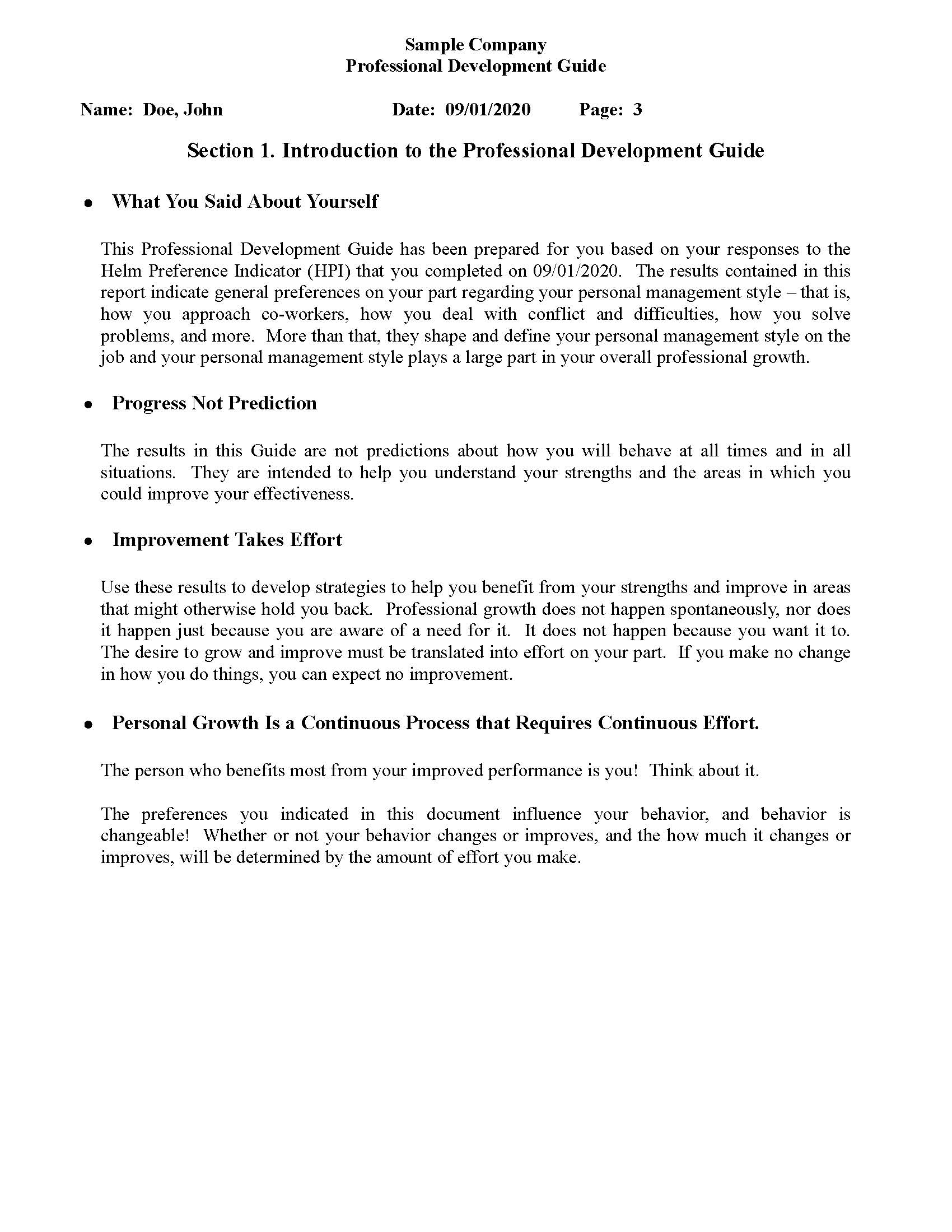 HELM Performance Profile Assessment Sample Report - Helm and Associates ...