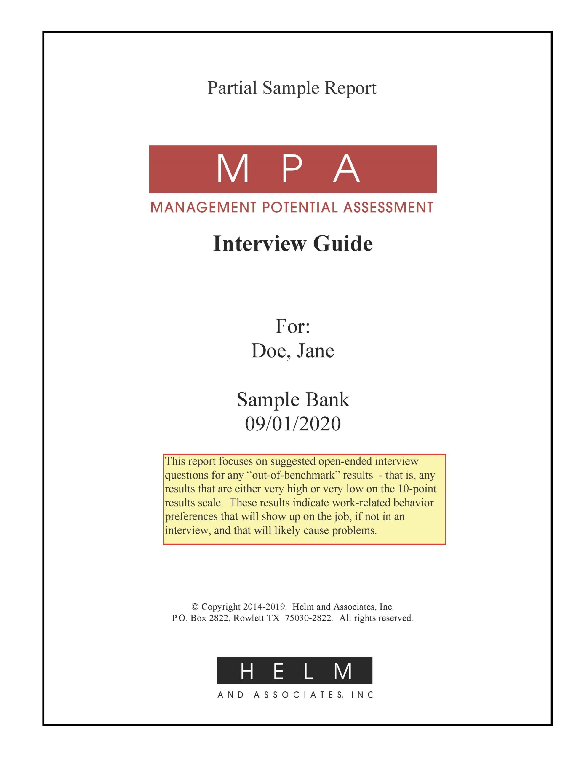 MPA Sample Interview Guide - Helm and Associates, Inc.